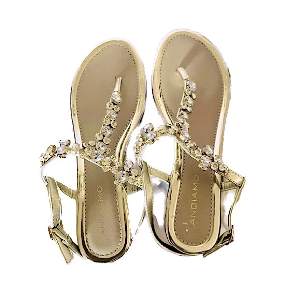Andiamo | Shoes | Andiamo Gold And Bling Aterrence Thong Sandals Womens ...